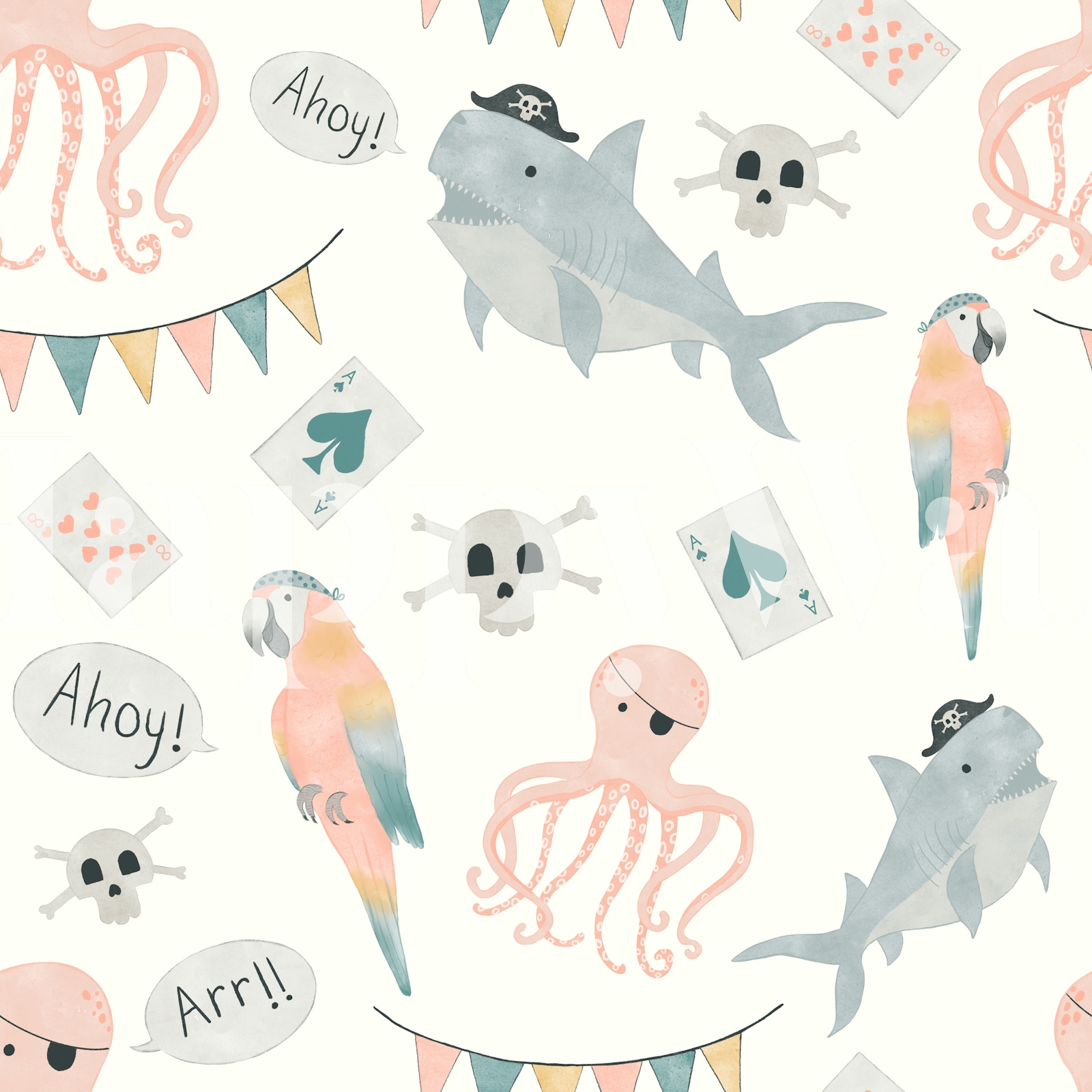 Playful Nautical Pirate Wallpaper for Kids