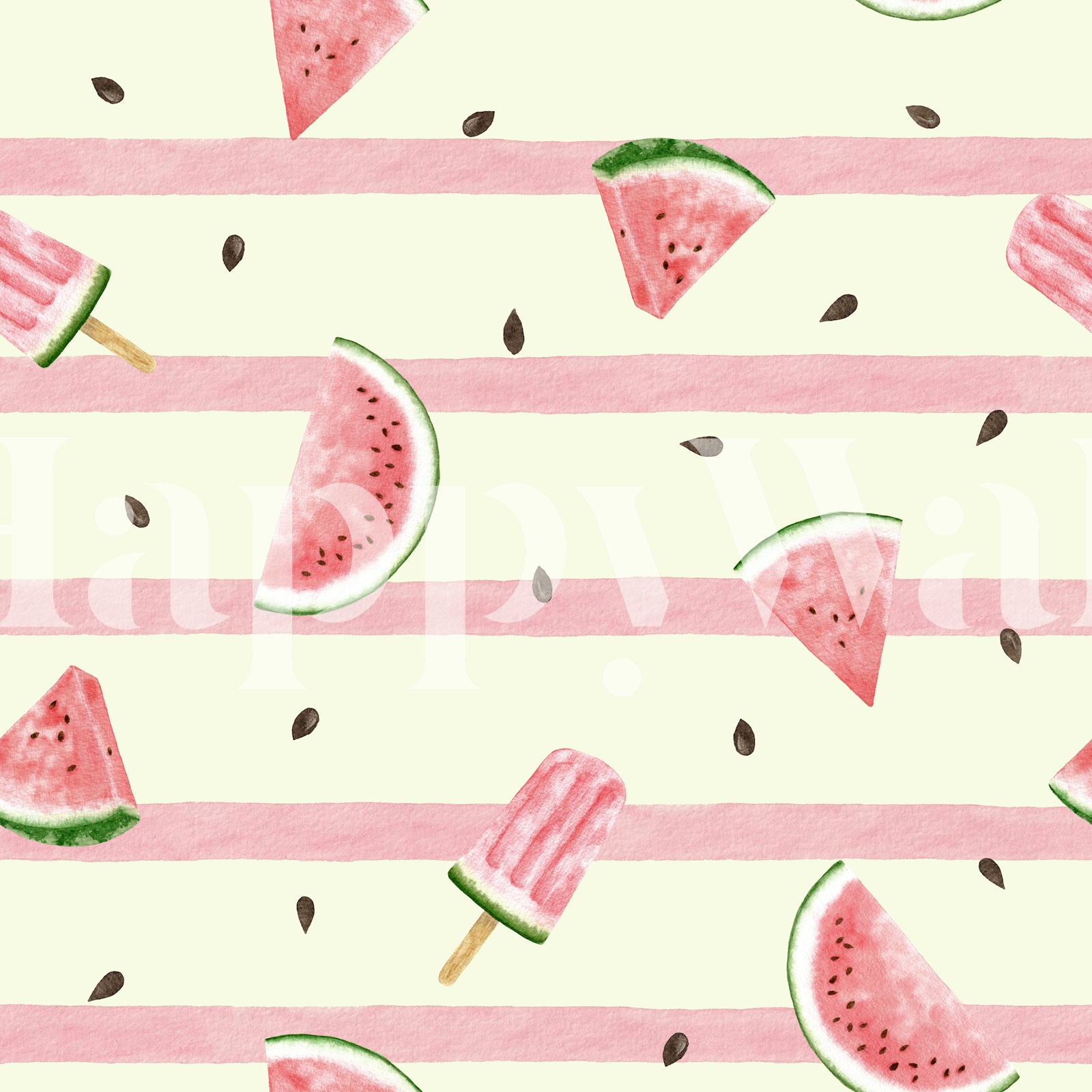 Pink Watermelon Striped Wallpaper