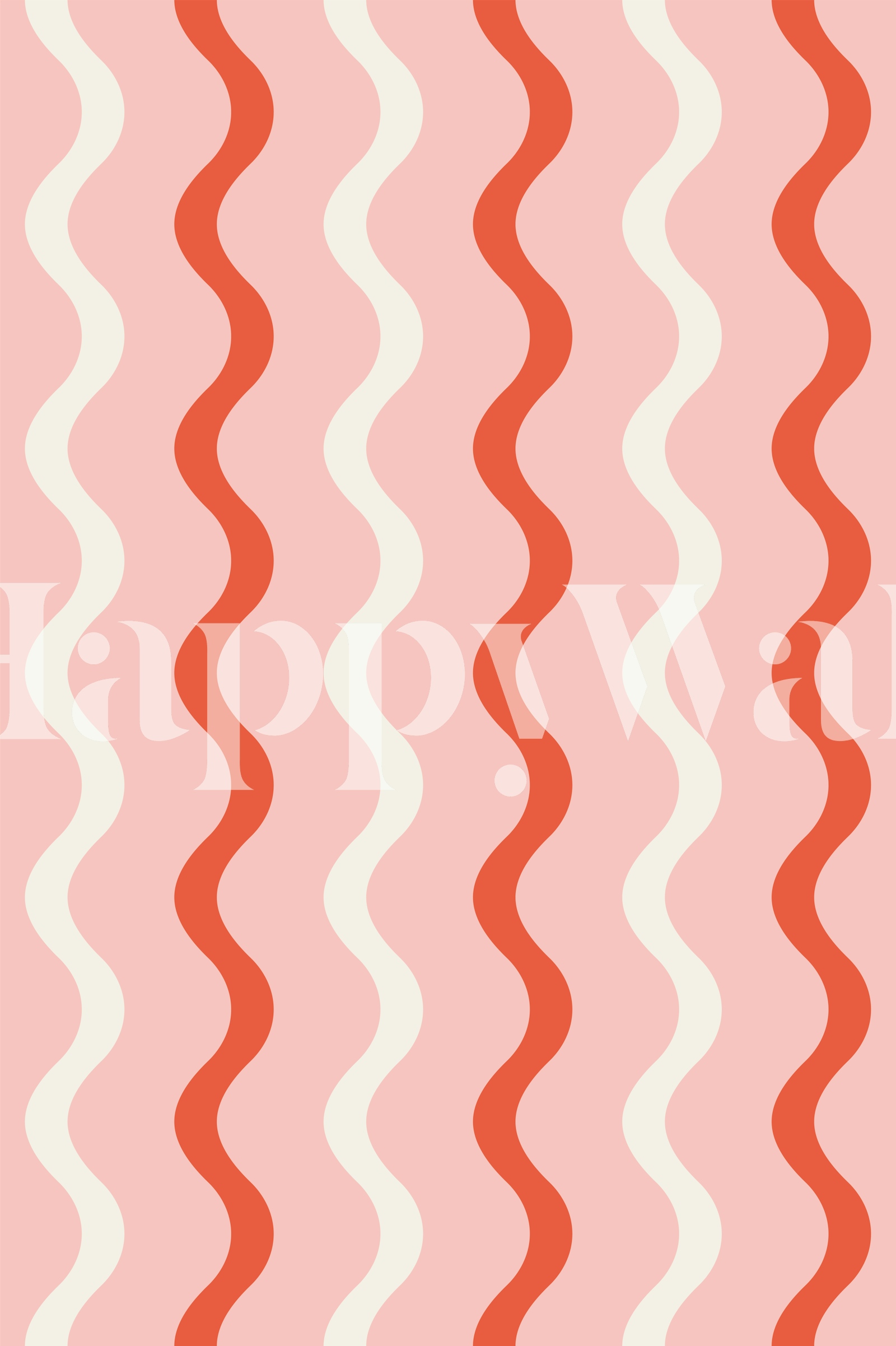 Pink and Orange Wiggly Stripes Wallpaper | happywall.com