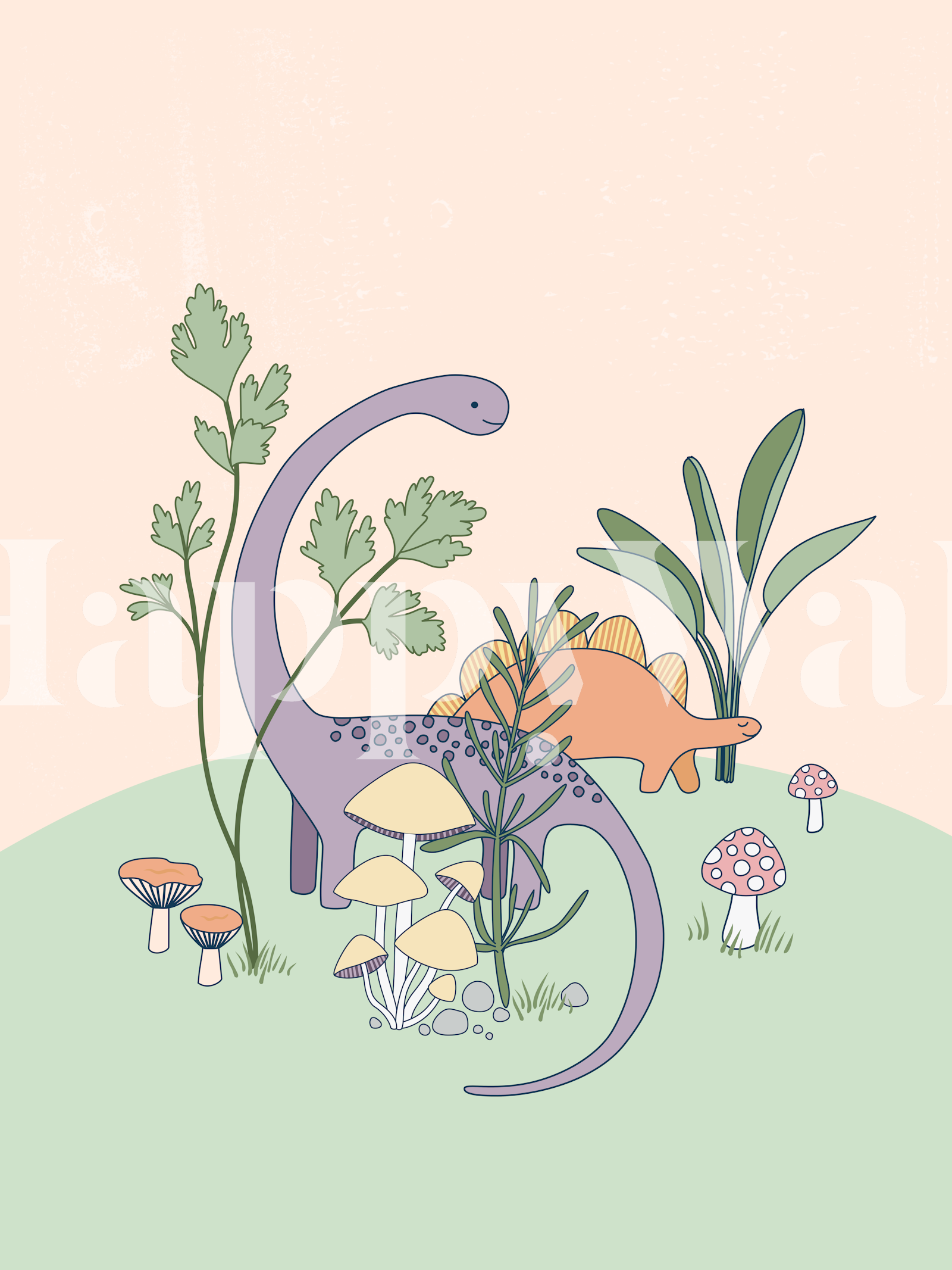 Dinosaur Herb Garden Wallpaper | Happywall