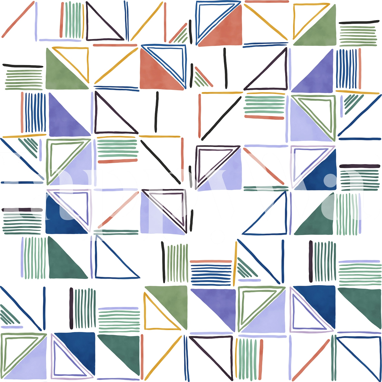 Contemporary Geometric Mix Wallpaper