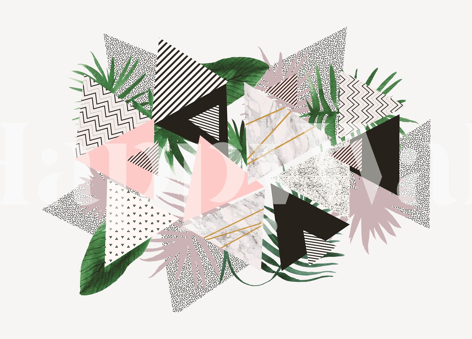Modern Botanical Triangles Wallpaper | Happywall.com