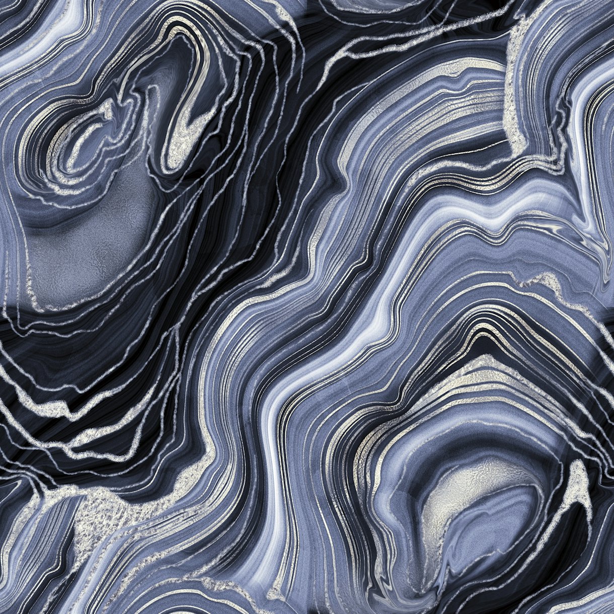 Blue Silver Marble Mineral wallpaper - Happywall