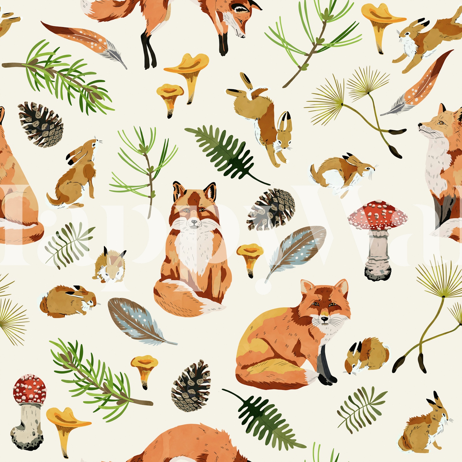 Rustic Fox and Fauna Wallpaper for Kids Rooms