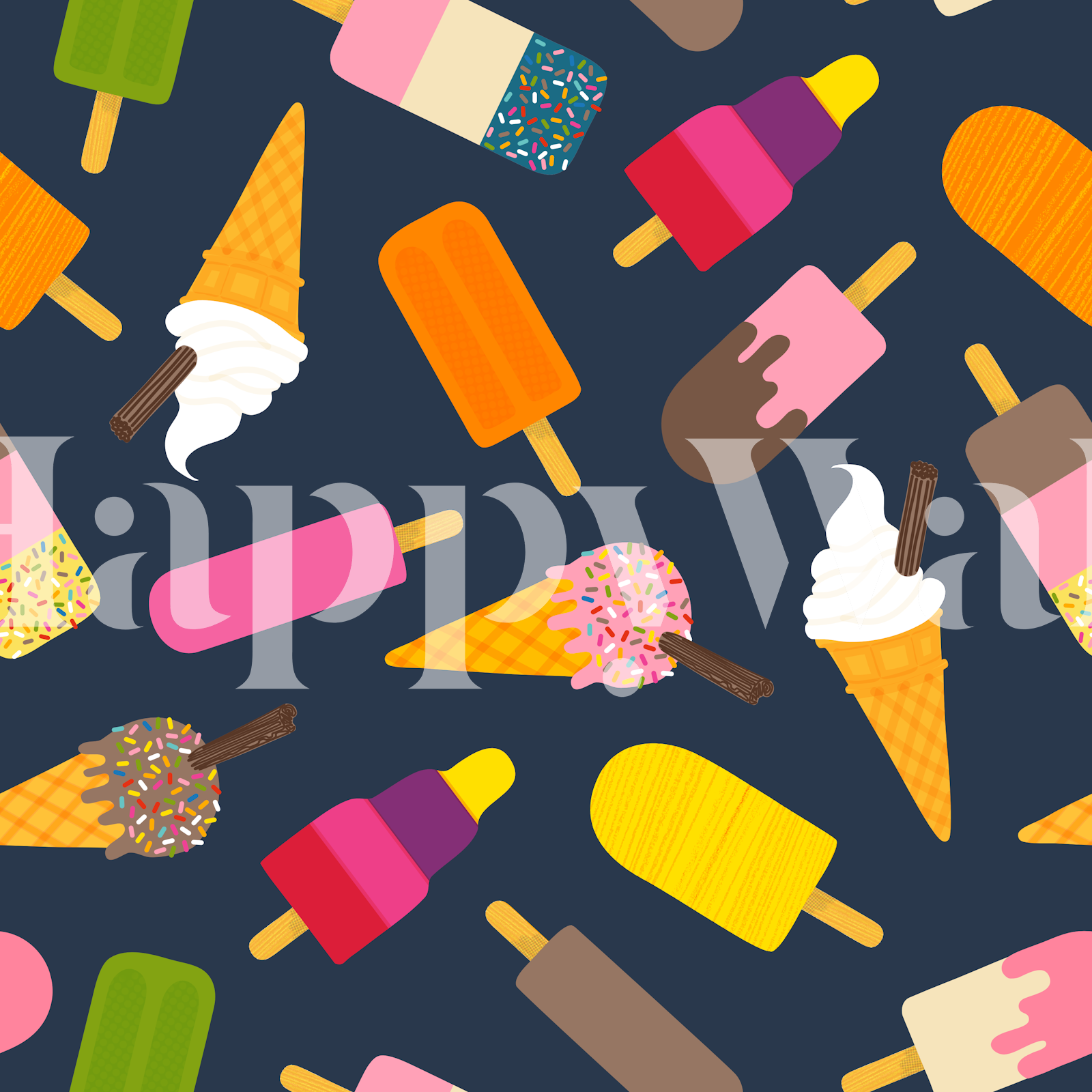 Ice Lolly scatter - navy | Happywall