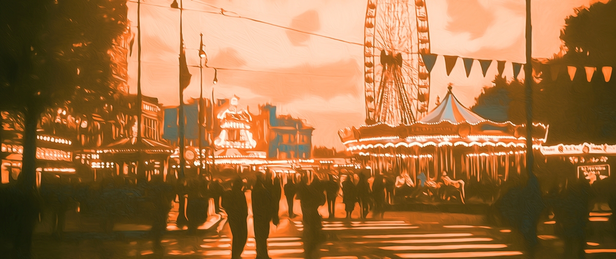 Park Sunset Fairground Wallpaper