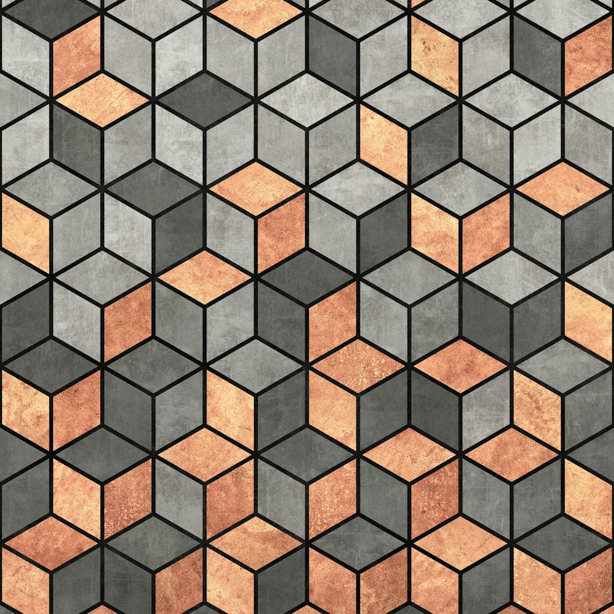 Concrete and Copper Cubes wallpaper - Happywall