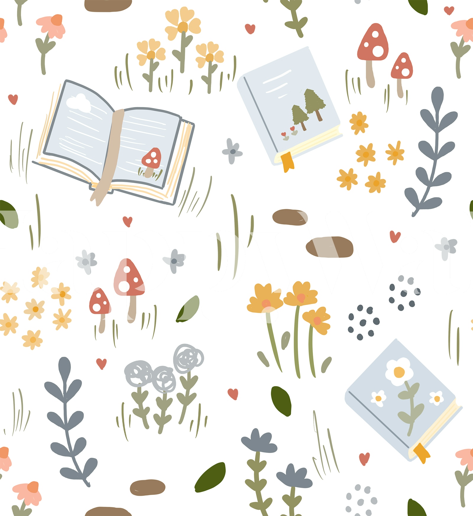 Floral Reading Wallpaper for Book Lovers