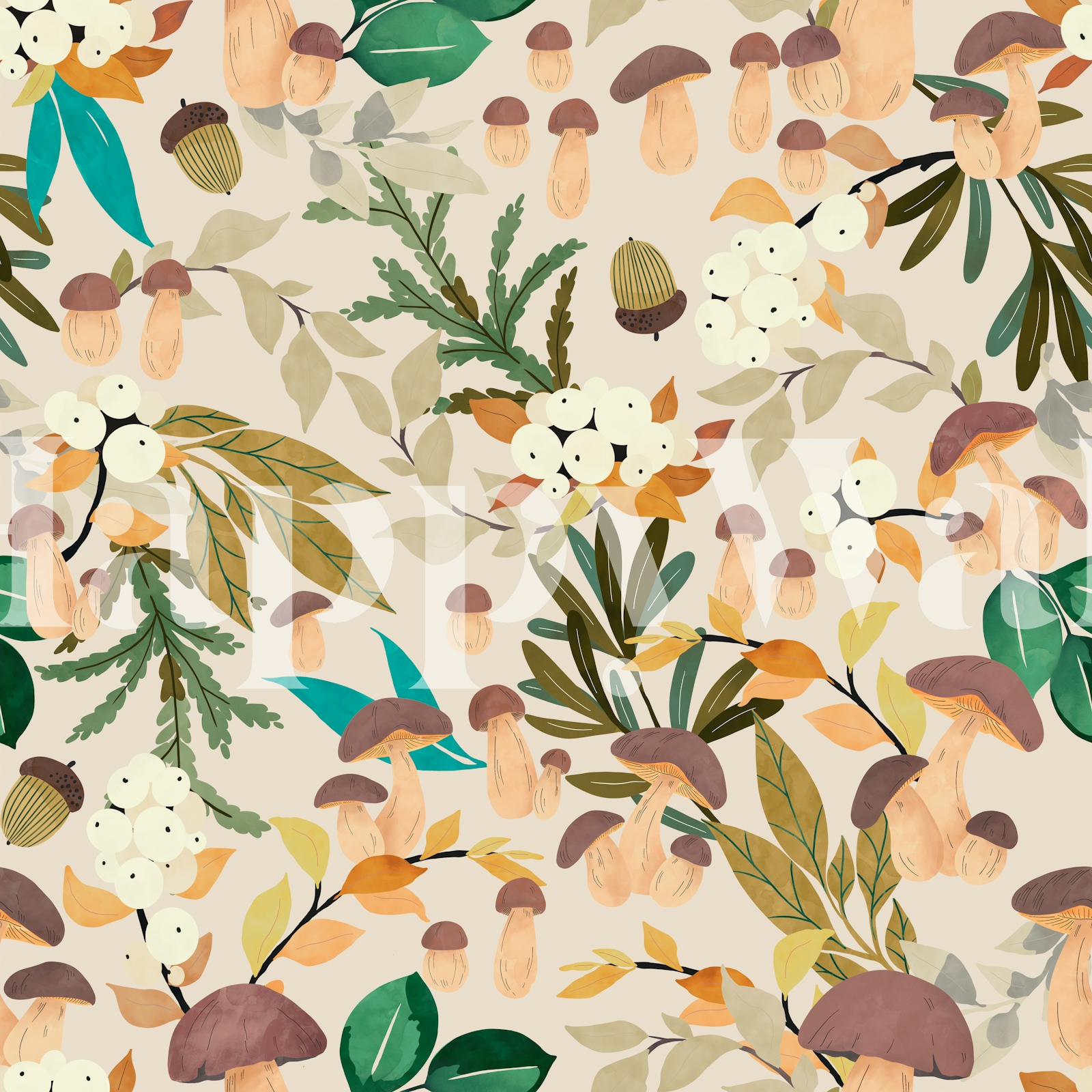 Rustic Mushroom Grove Wallpaper | Happywall