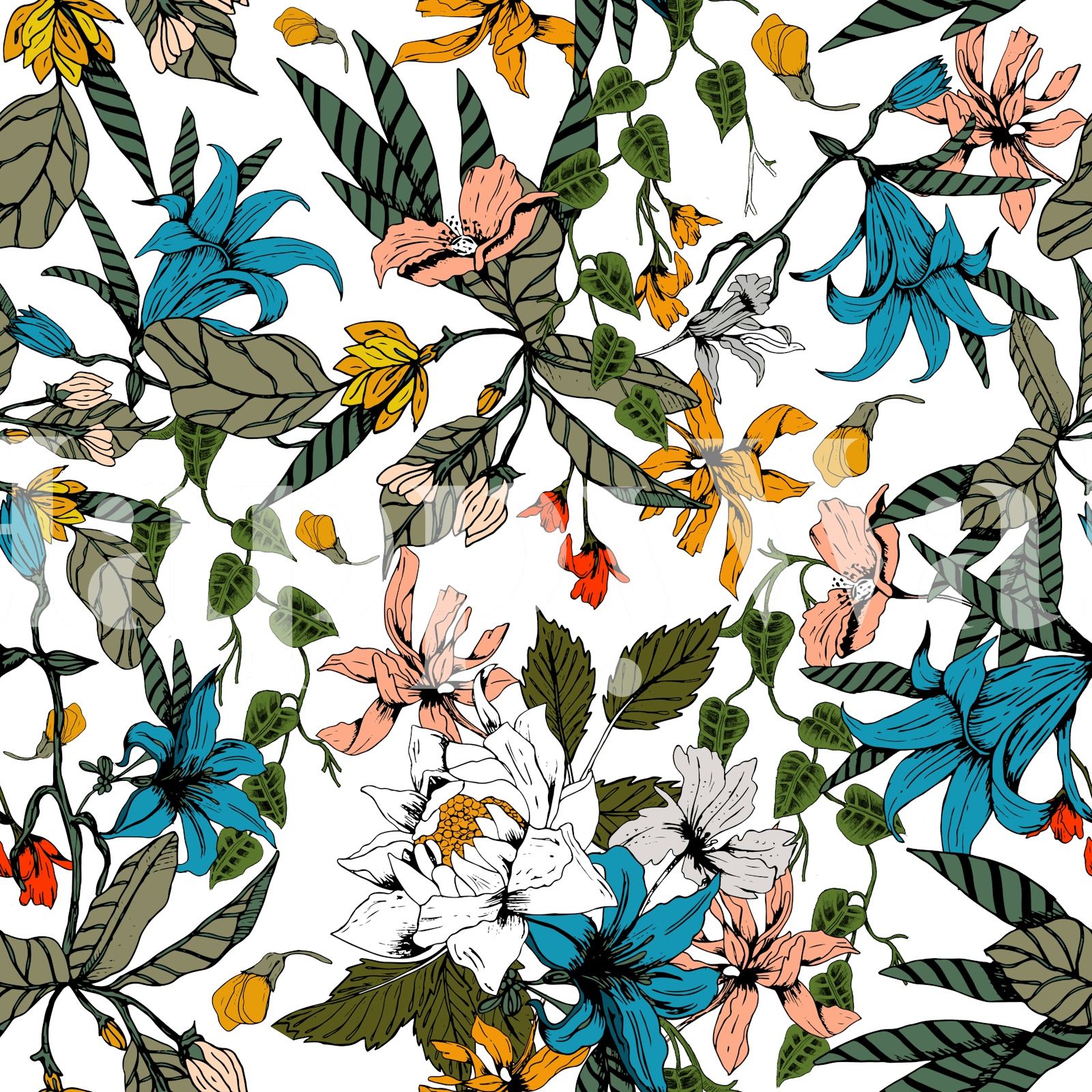 Serene Garden Splendor Wallpaper | happywall.com