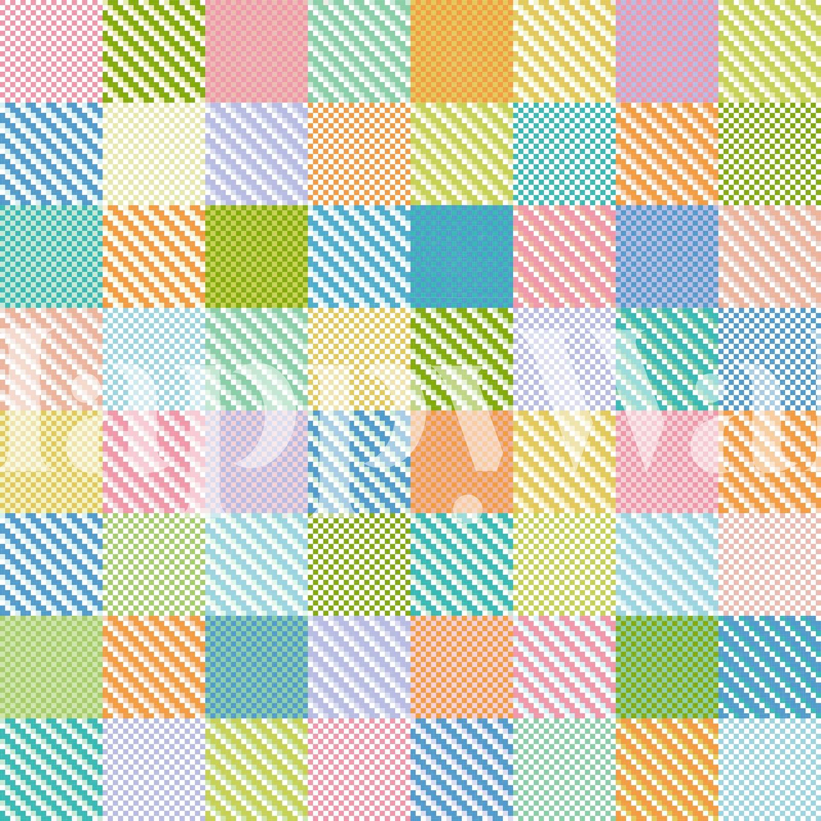 Cheerful Geometry - Pastel Checks | Happywall