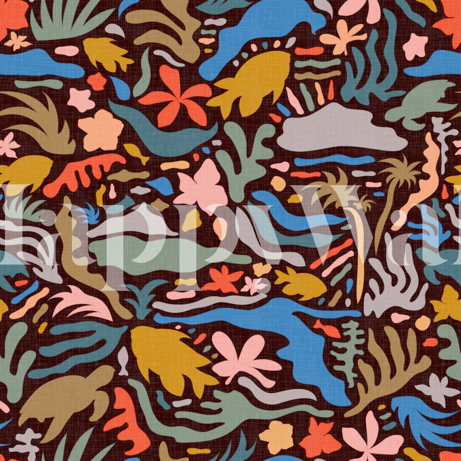 Hawaiian Nature in Vintage Bold Shades - Happywall