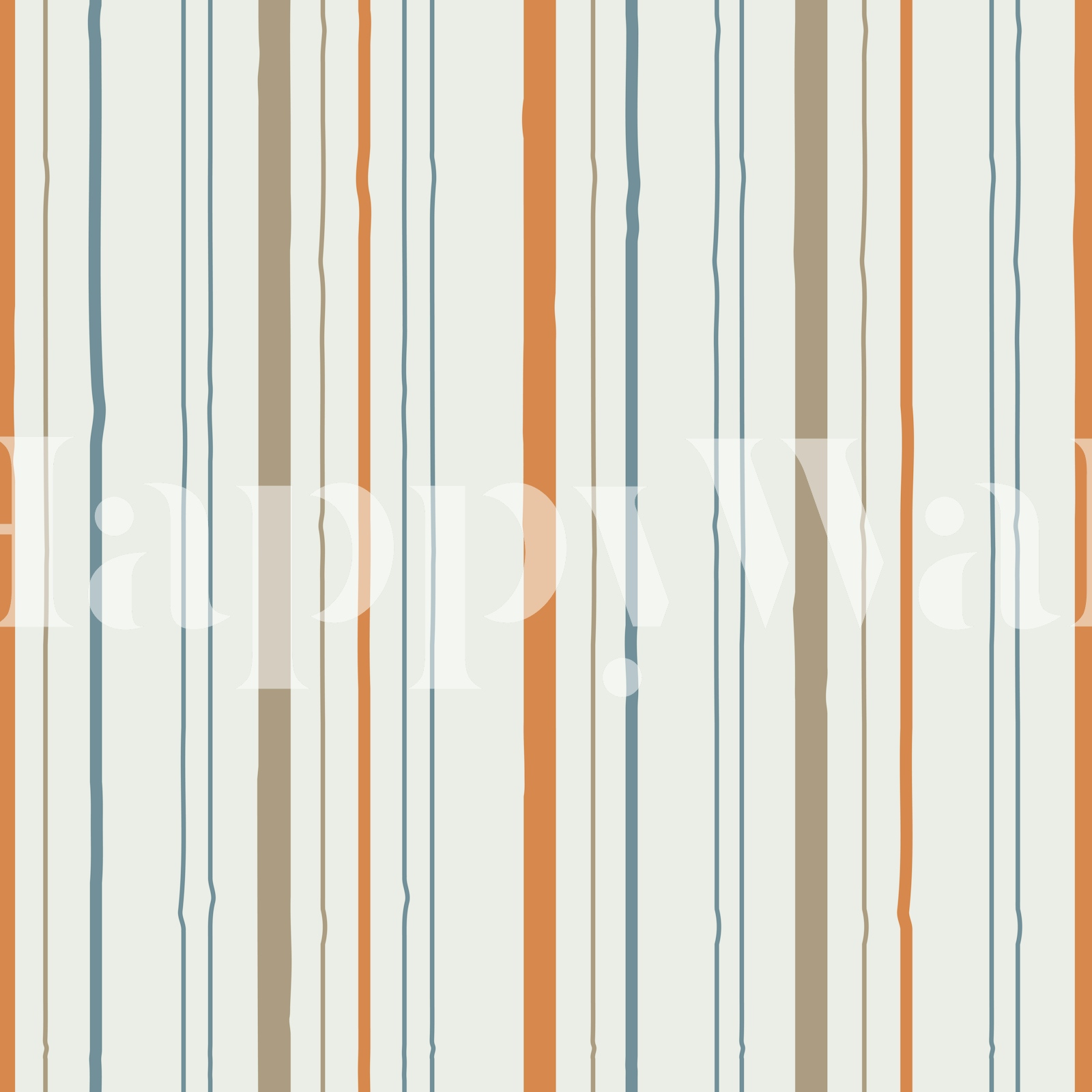 Retro Wiggly Stripes Cream Orange Wallpaper