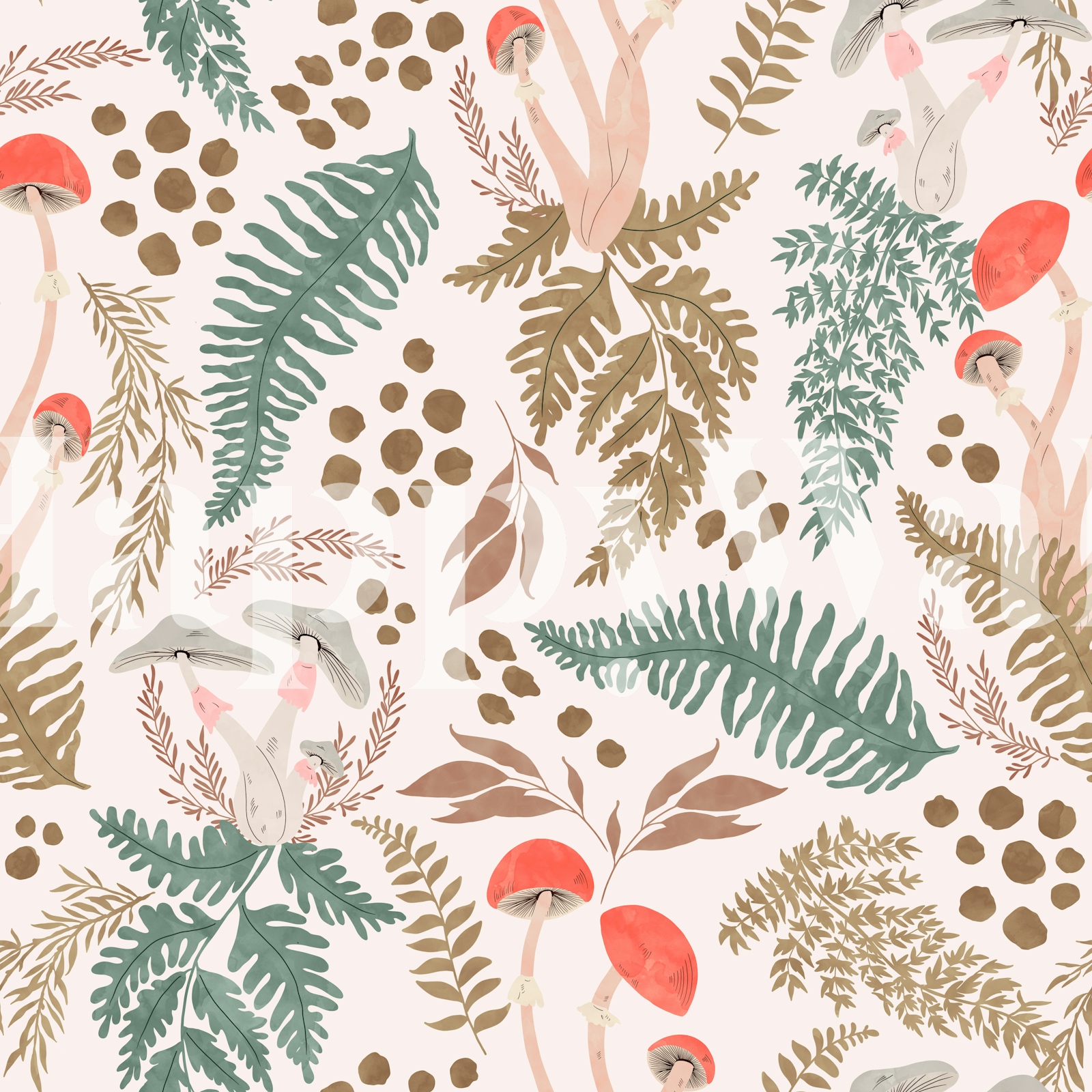 Mushroom Meadow Charm Wallpaper - Happywall.com