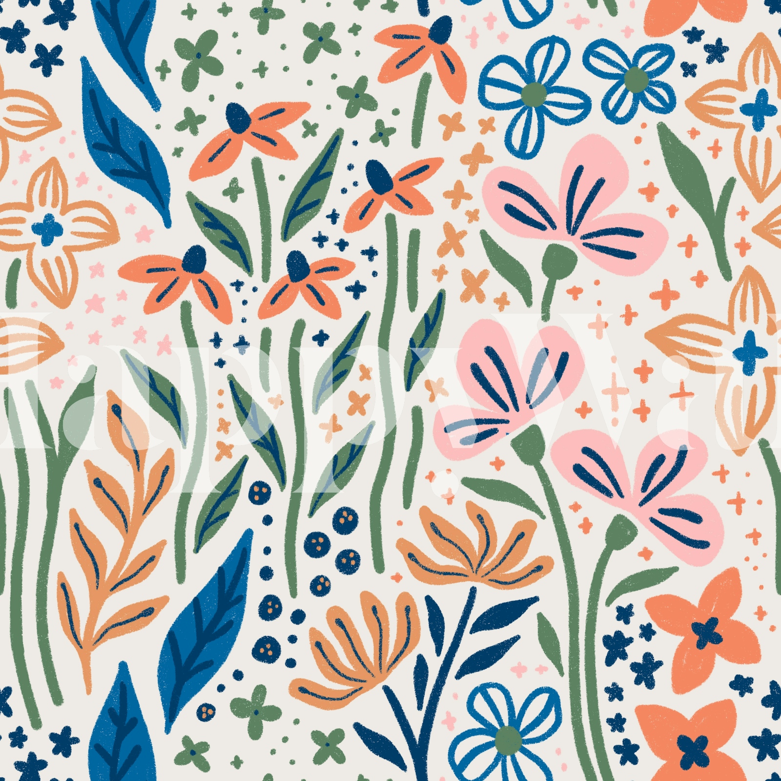 Phoebe (pink and blue) Wallpaper - happywall.com