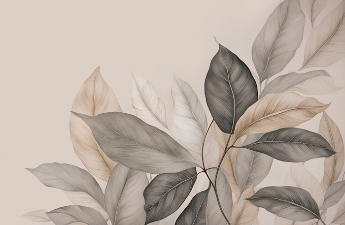 Soft Botanical Foliage Tranquility - HappyWall