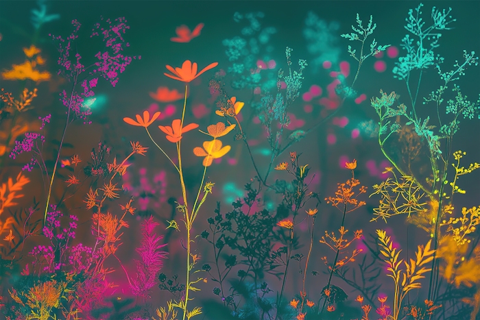 Vibrant Floral Neon Wallpaper for Bedrooms