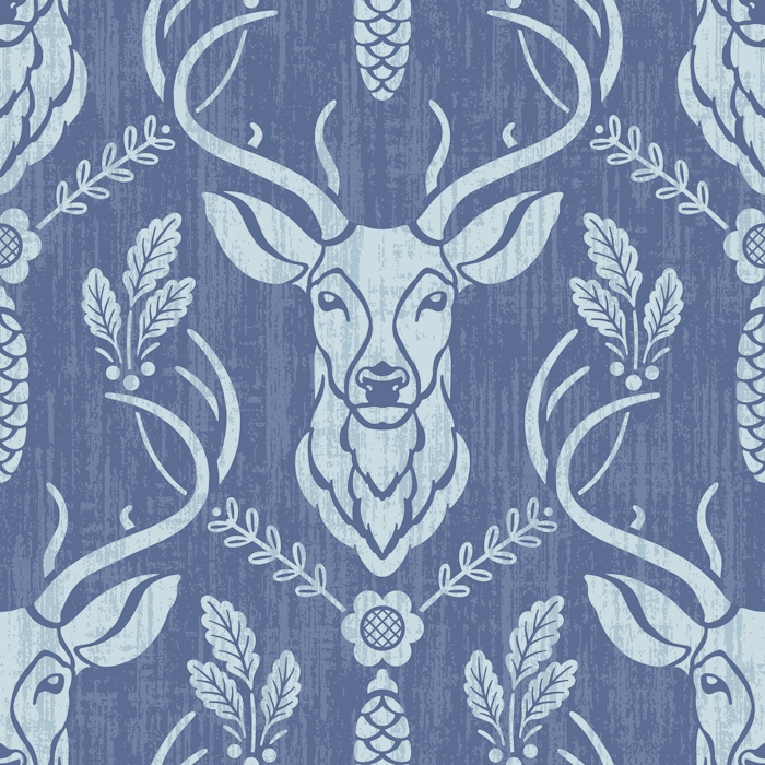 Blue Deer Forest Wallpaper for Rustic Home