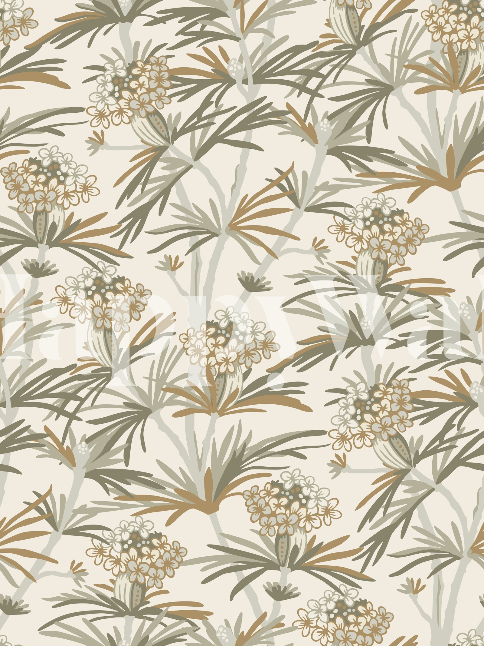 Floral Botanical Wallpaper in Earthy Tones
