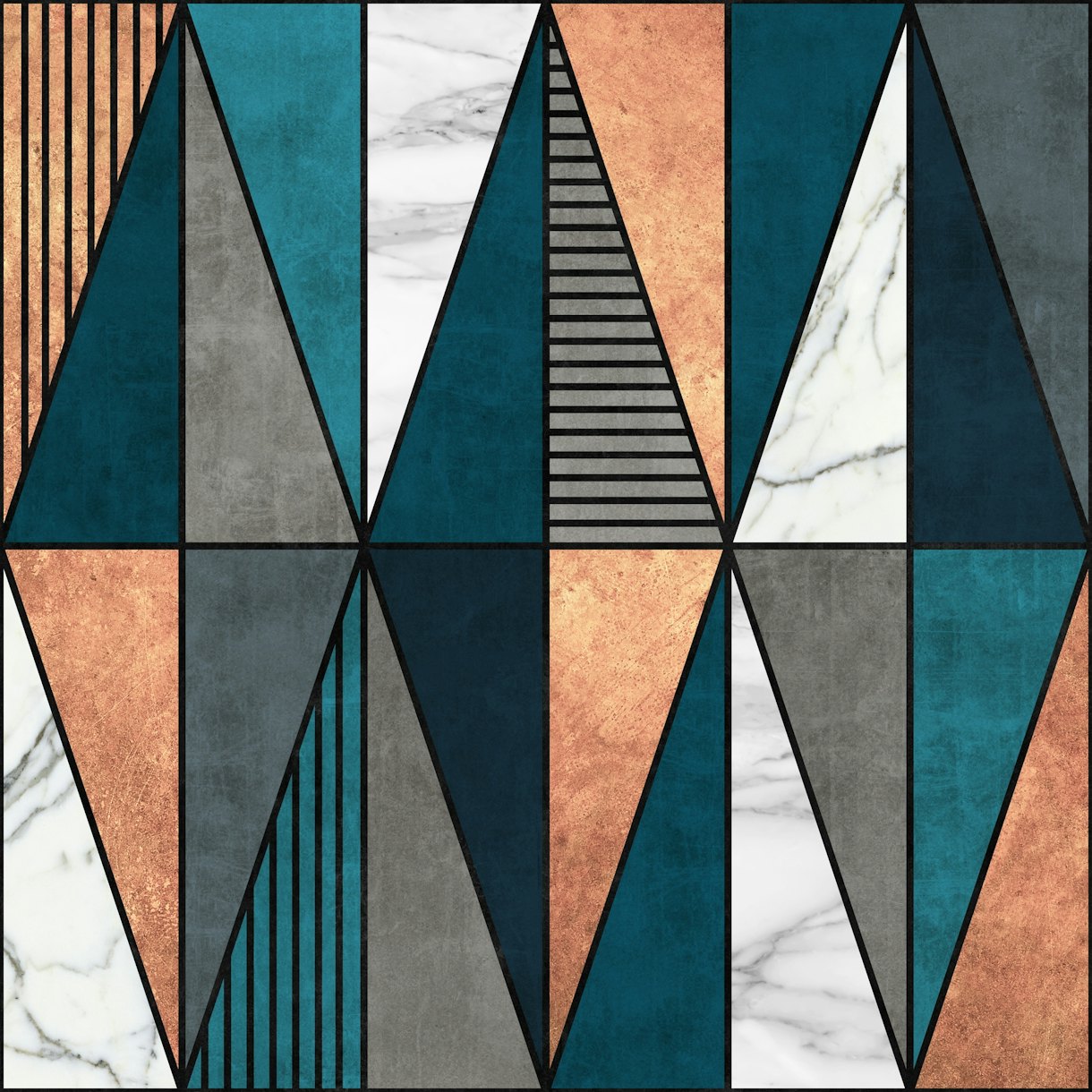 Copper Marble Triangles w Blue wallpaper - Happywall