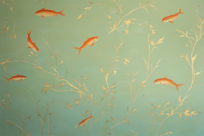 Orange Fish and Aquatic Plant Wallpaper