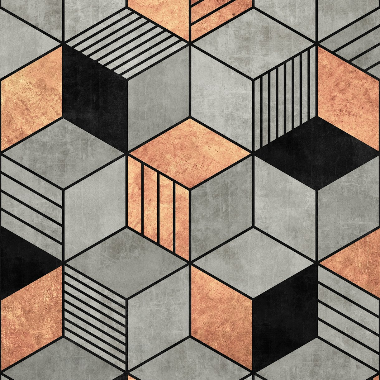 Concrete and Copper Cubes 2 wallpaper - Happywall