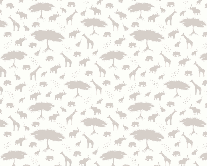 Beige Safari Animals Wallpaper | Happywall