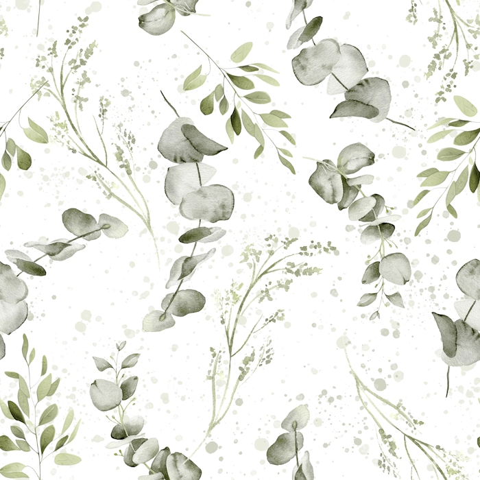 Green Botanical Wallpaper for Living Room