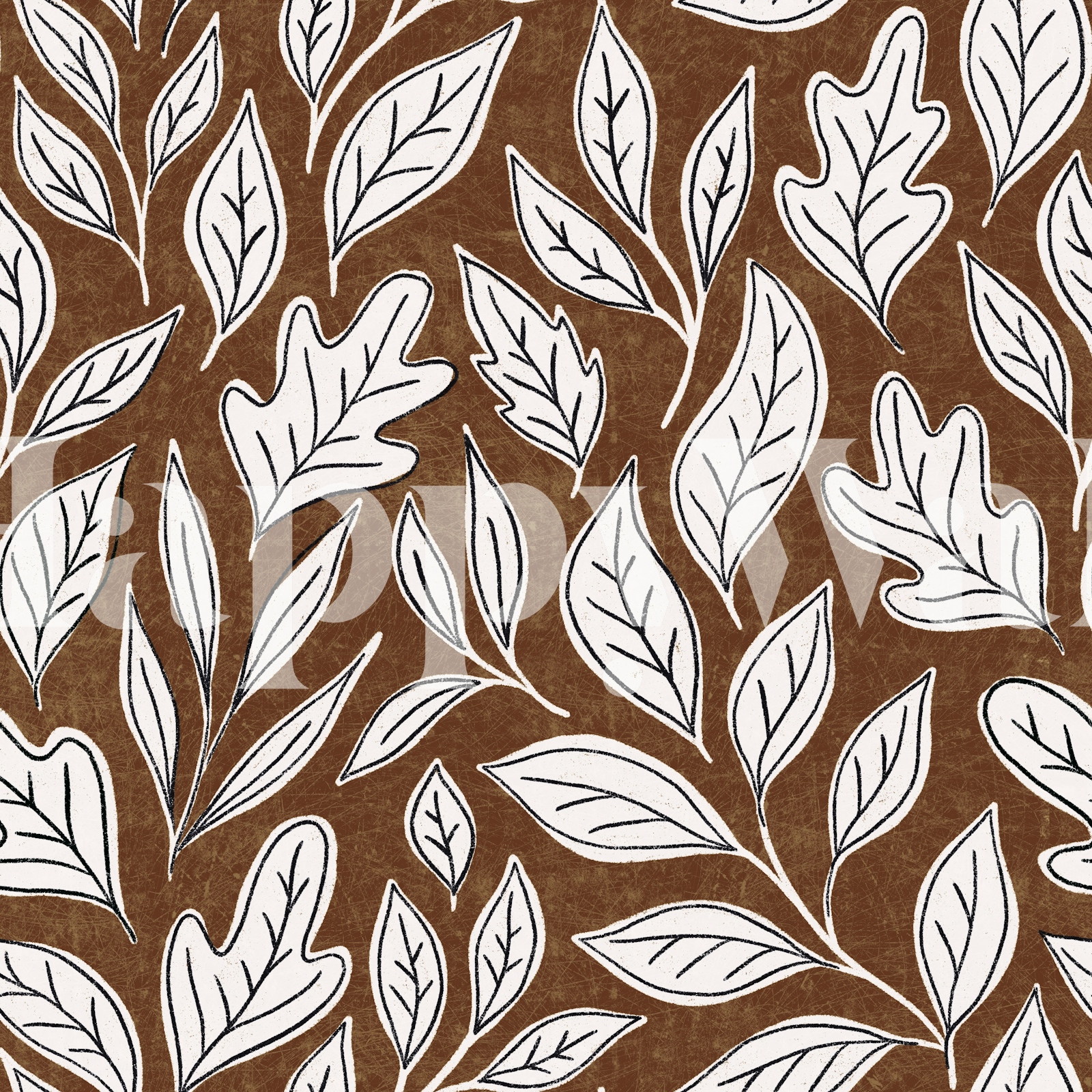 Brown Botanical Leaf Wallpaper