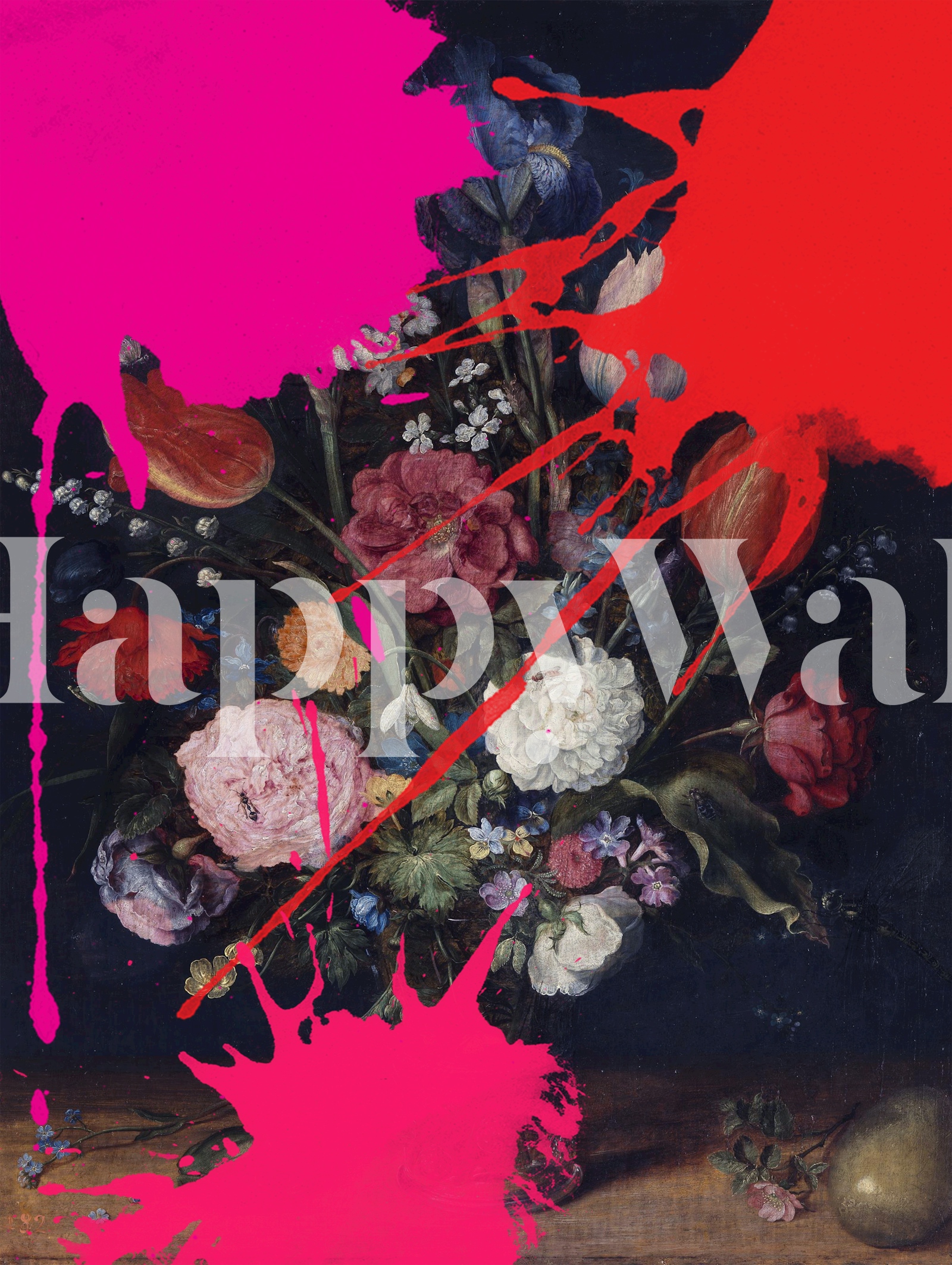Paint Splatter Flowers Wallpaper - Happywall