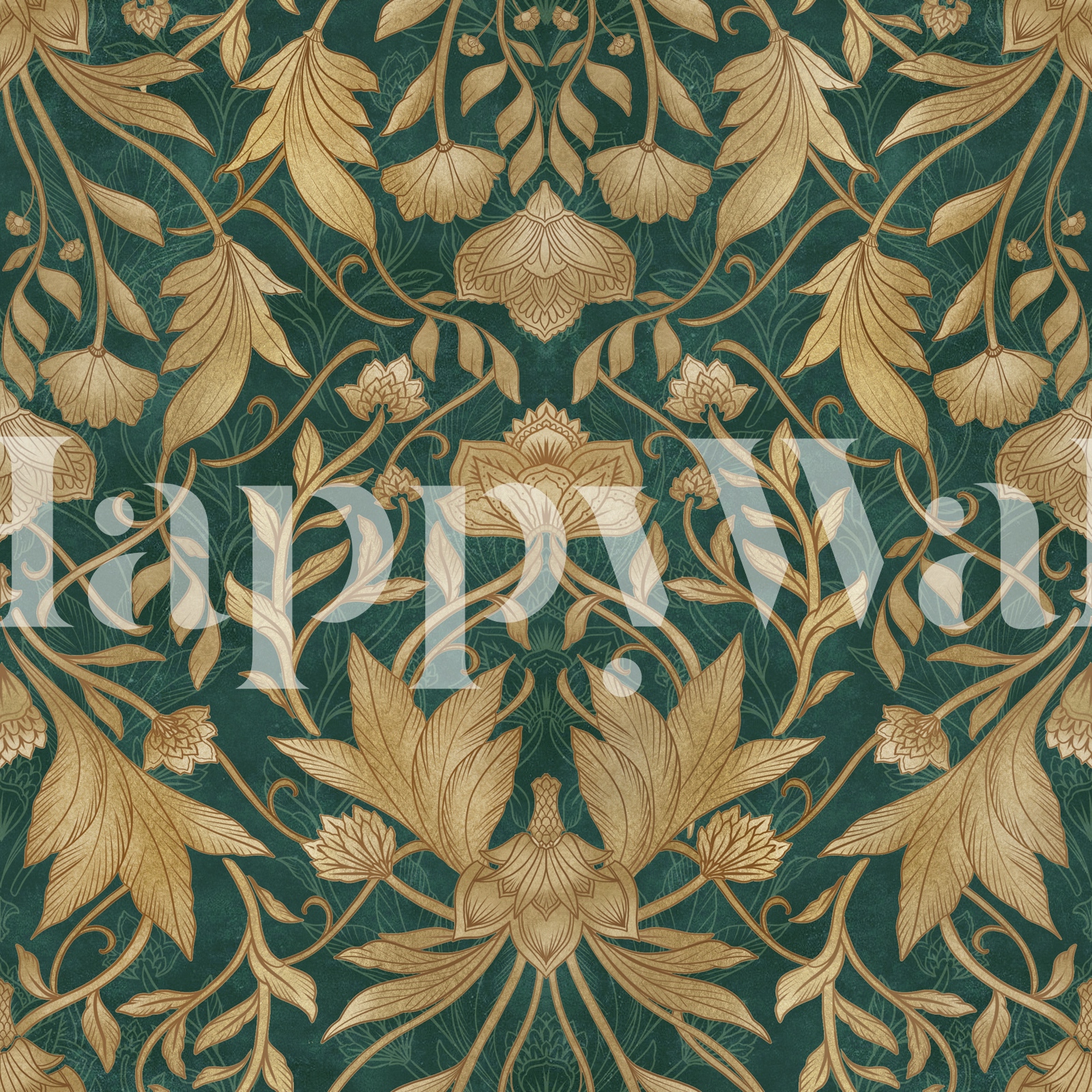 Morris Floral Damask - Emerald Jewel Wallpaper