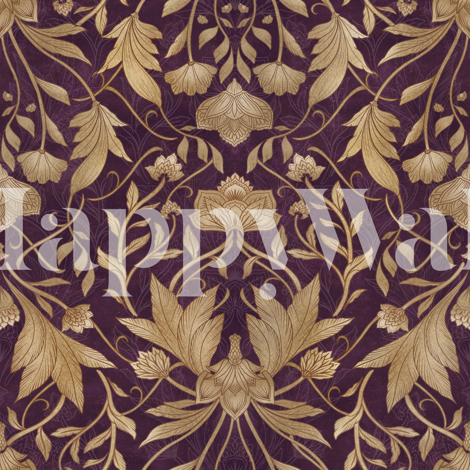 Morris Floral Damask - Ruby Burgundy | happywall.com