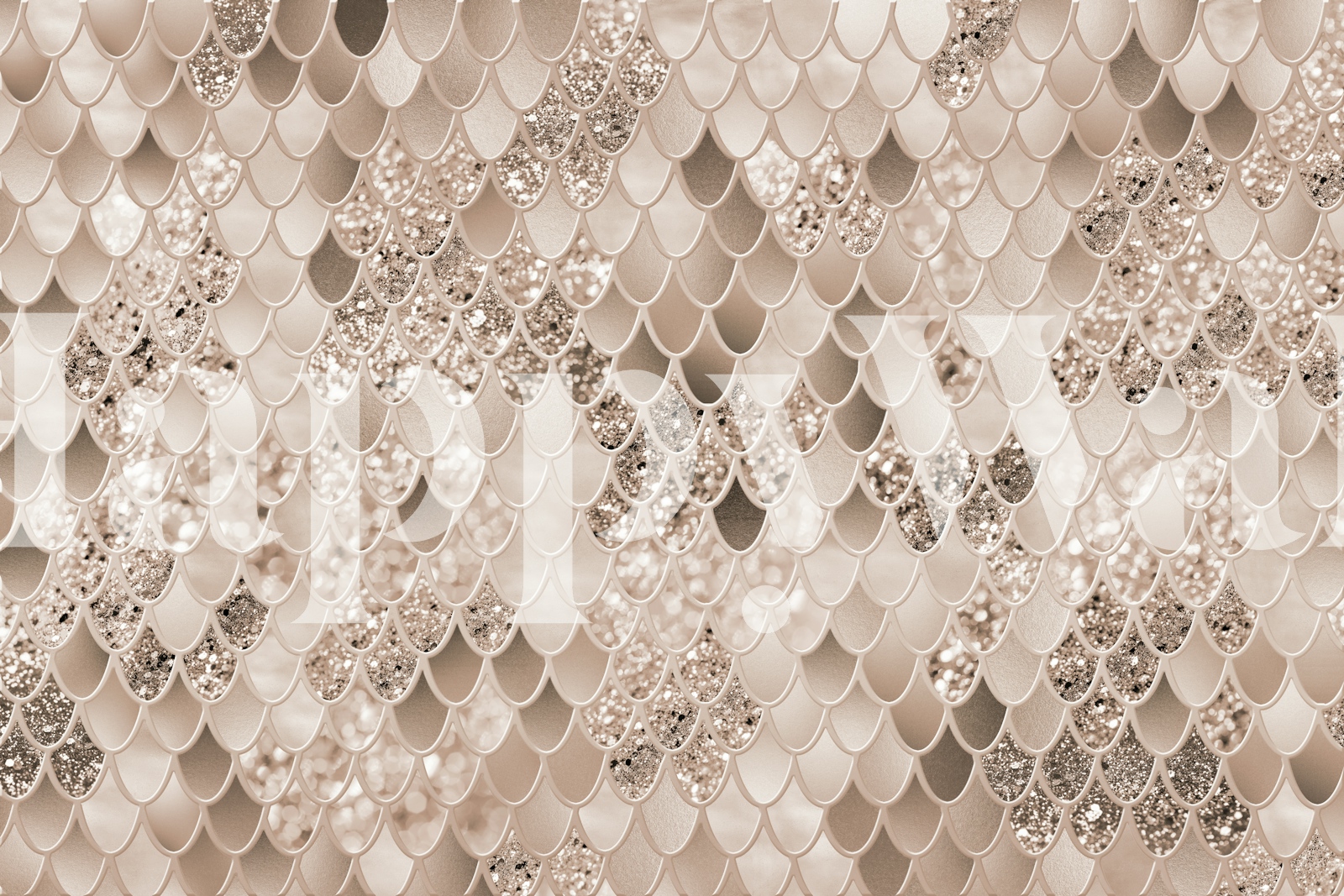 Soft Beige Brown Mermaid Scales Glam Wallpaper
