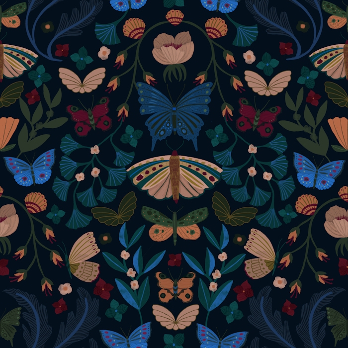 Fluttering Florals Wallpaper | happywall.com
