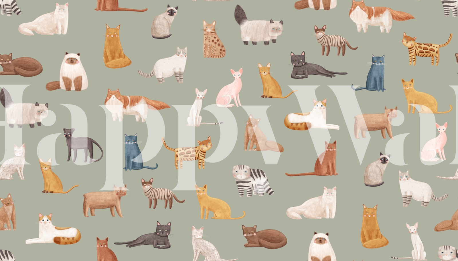 Cat Pattern Wallpaper for Kids Room