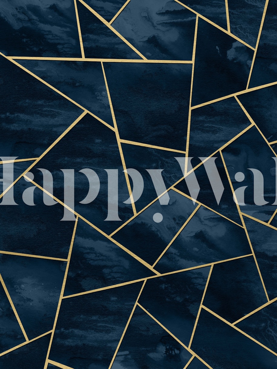 Navy Blue Gold Geometric1 wallpaper - Happywall
