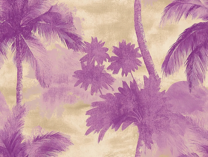 Vintage Purple Palms Wallpaper | happywall.com