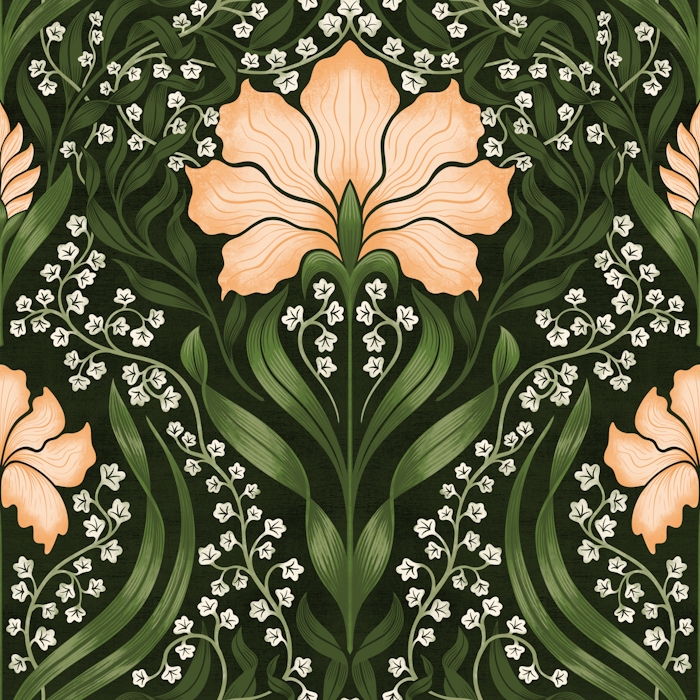 Intricate Floral Damask - Apricot | Happywall.com