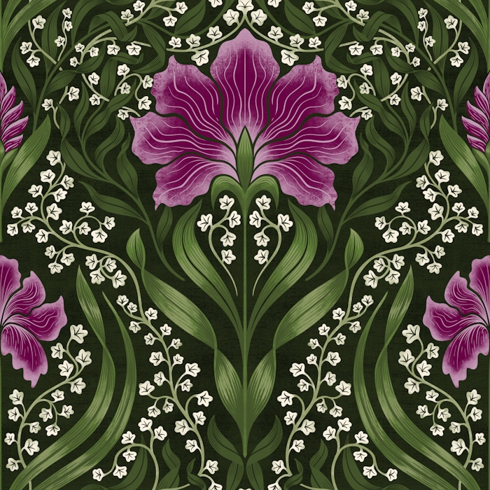 Intricate Floral Damask - Purple | Happywall.com