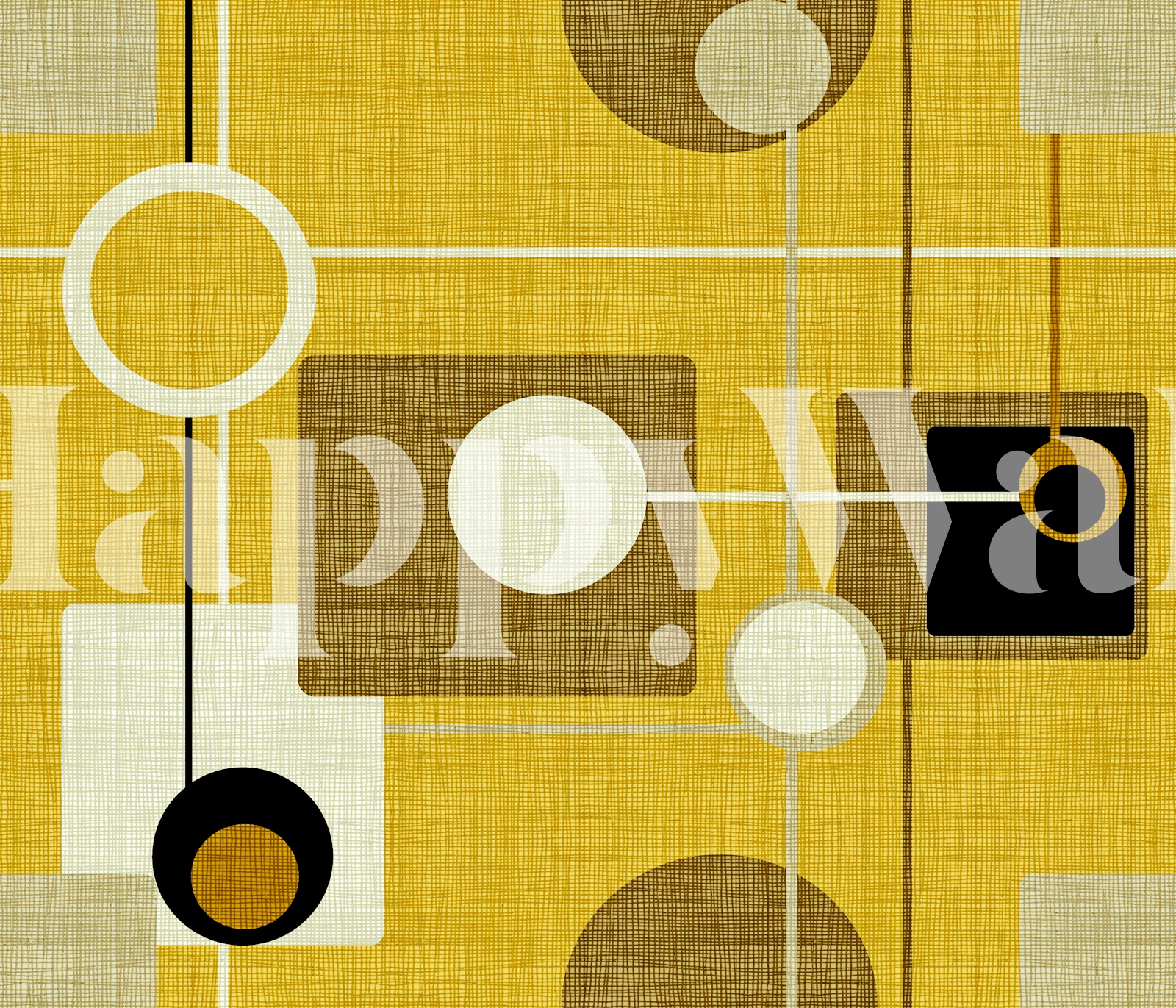 Mid Century Geometric Mustard Wallpaper
