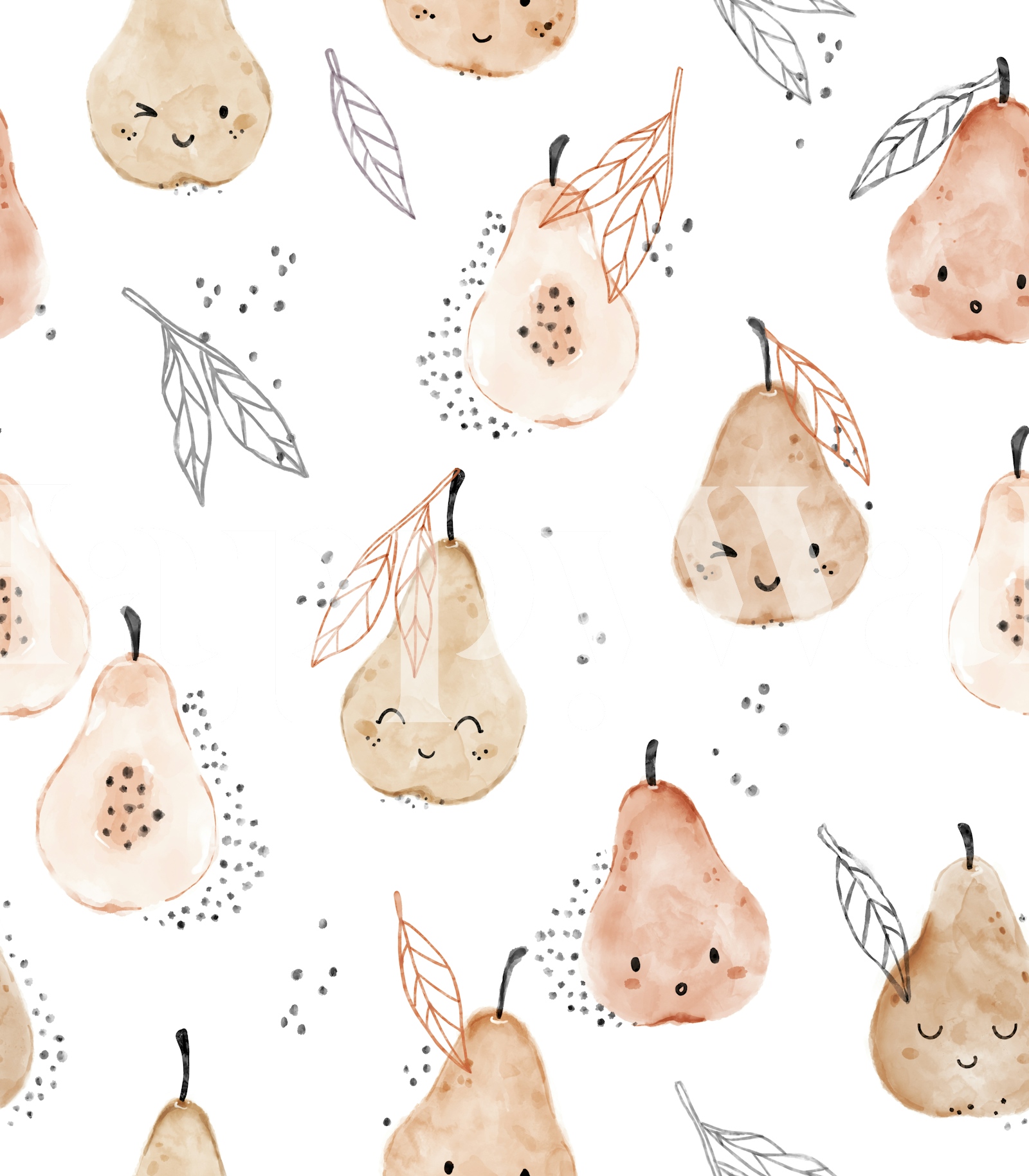 Pear Season - beige wallpaper | happywall.com