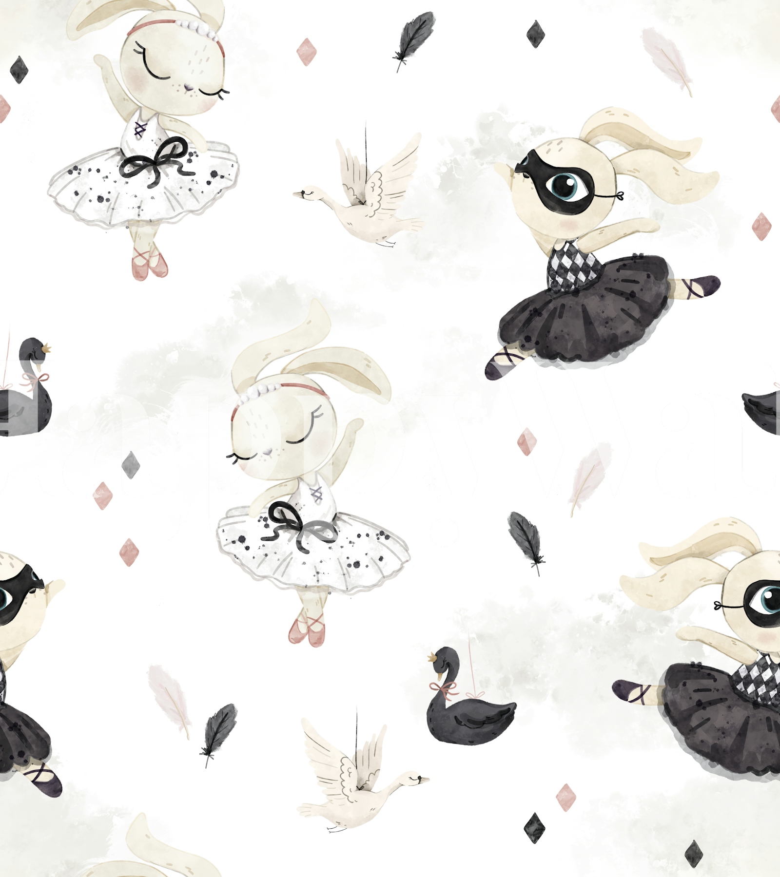 Swan Lake Bunny Wallpaper - Happywall.com