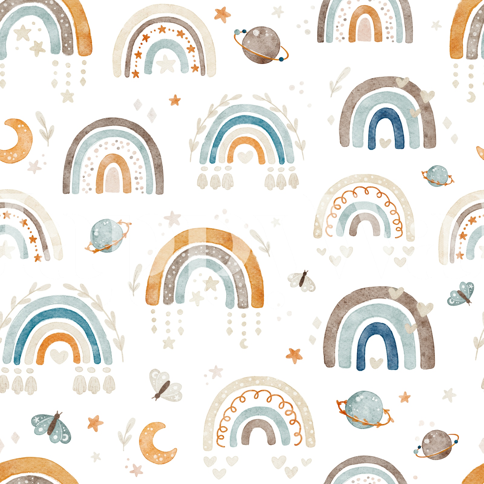 Boho Rainbow Wallpaper for Kids Rooms