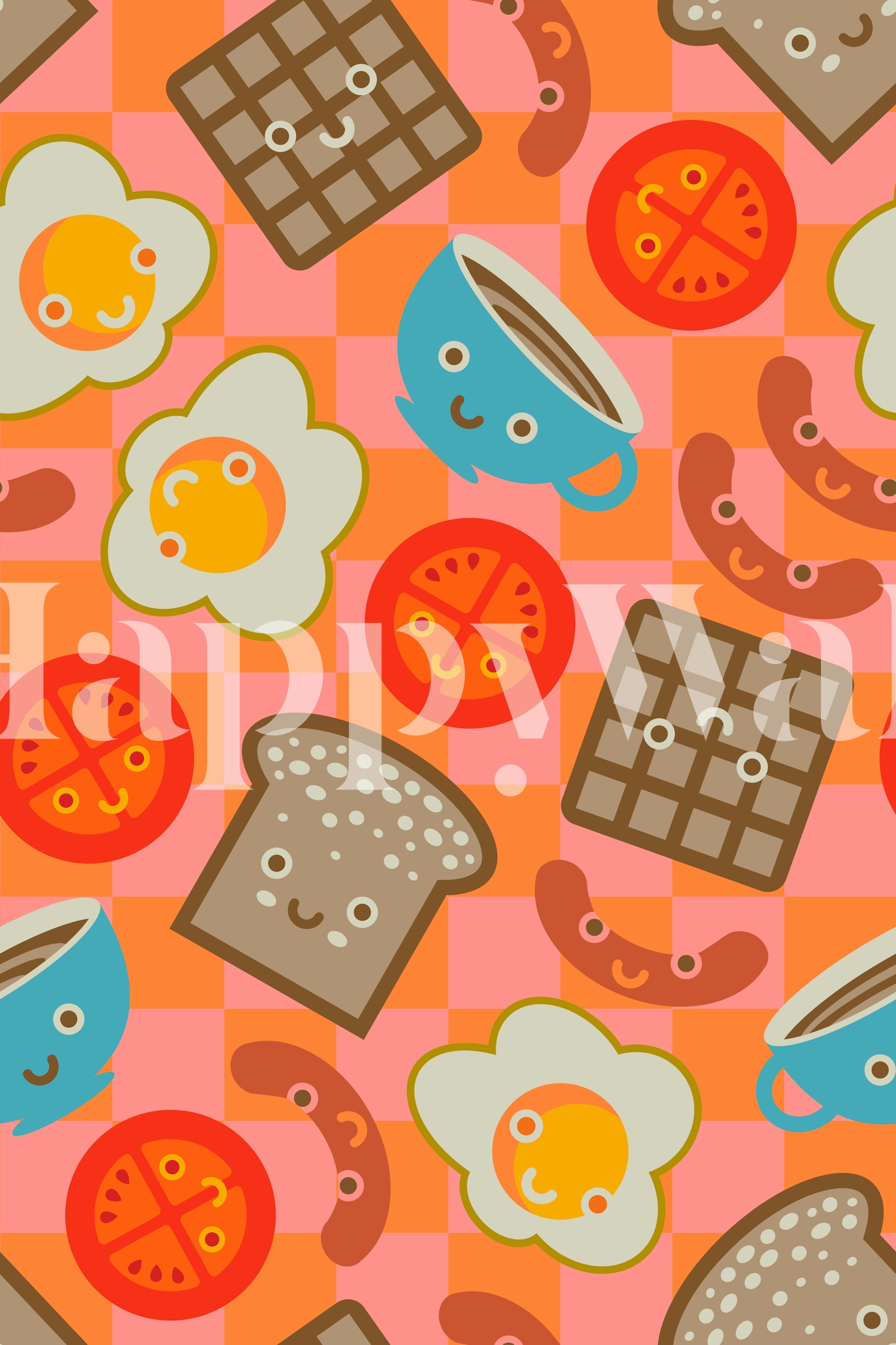 Breakfast Sweeties Cute Kawaii Smiling Faces tapeta | Happywall