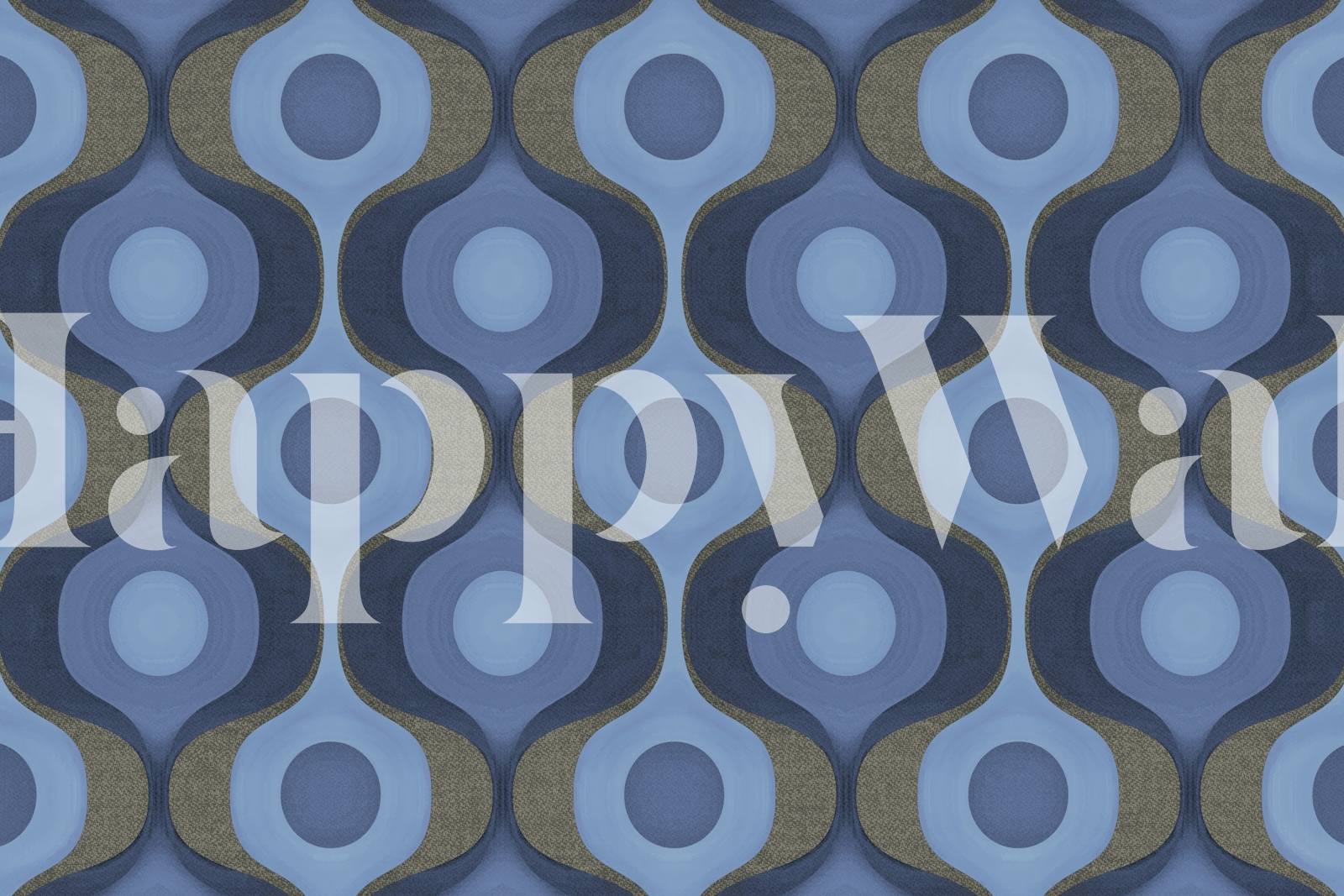 Earthy Blue 70s Groovy Geometry Wallpaper | Happywall
