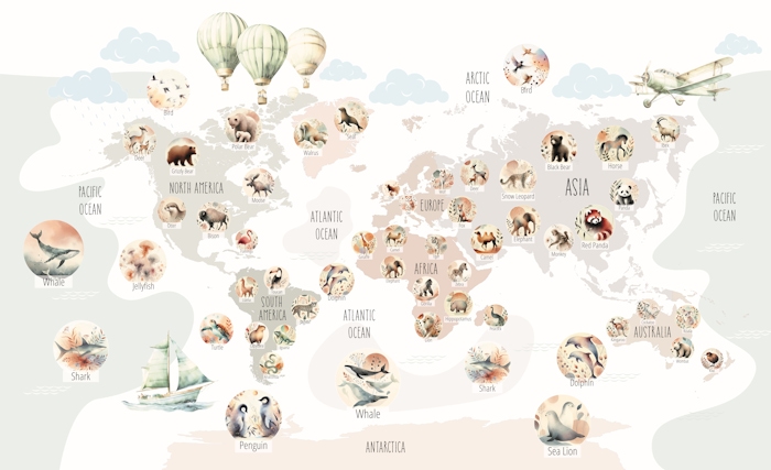 Wildlife Globe Explorer Wallpaper | happywall.com
