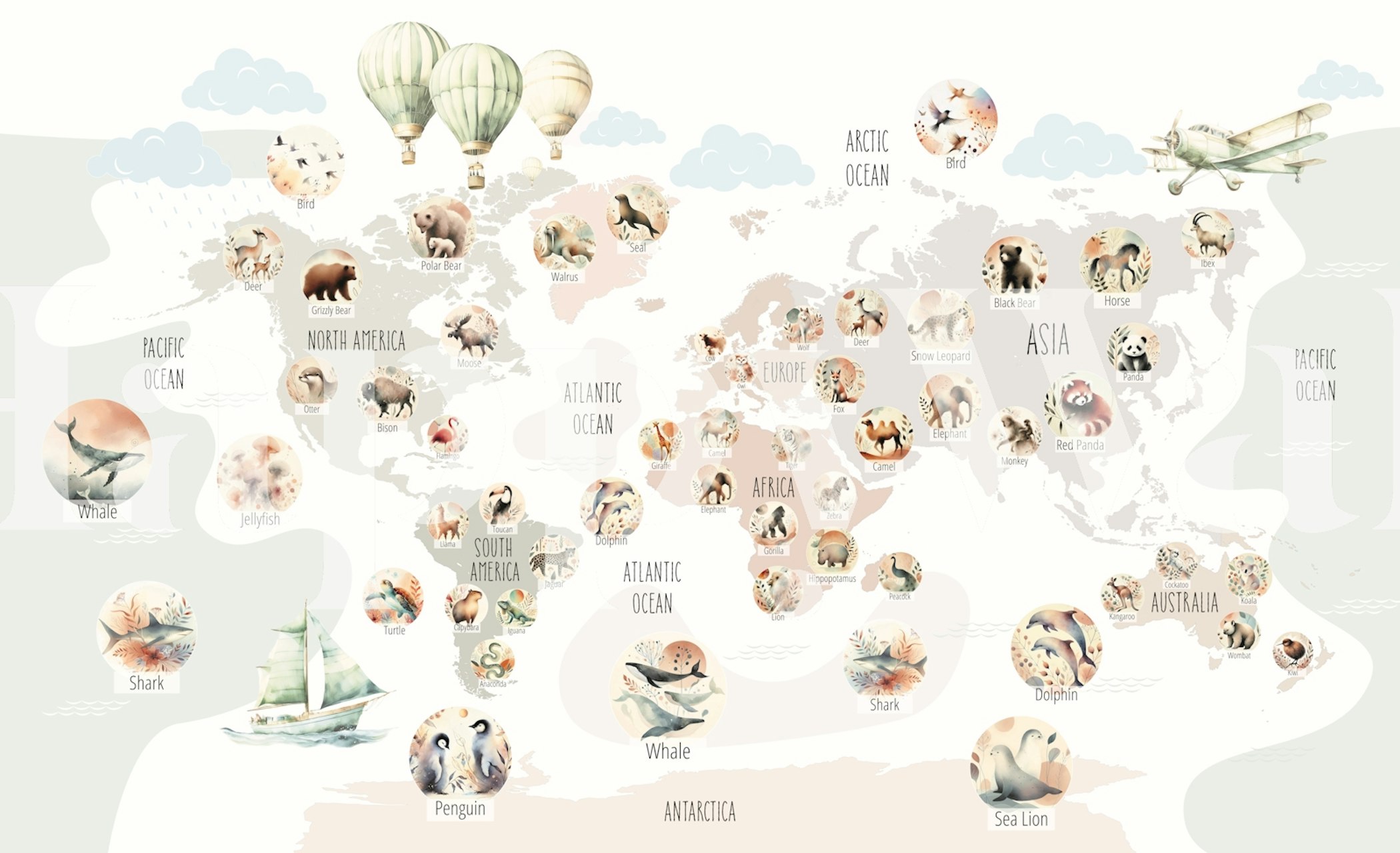 Wildlife Globe Explorer Wallpaper | happywall.com