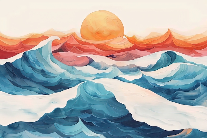 Sunset Waves Wallpaper - happywall.com