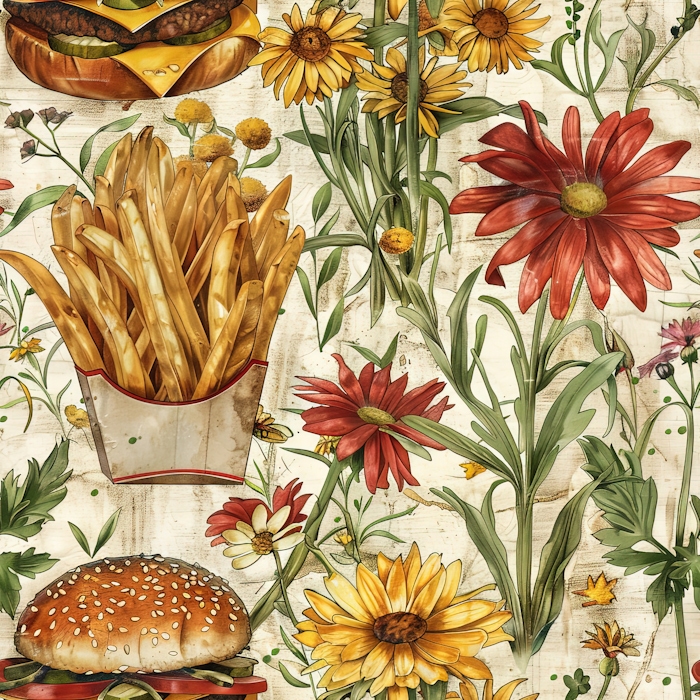 Spring Burger Wallpaper | happywall.com