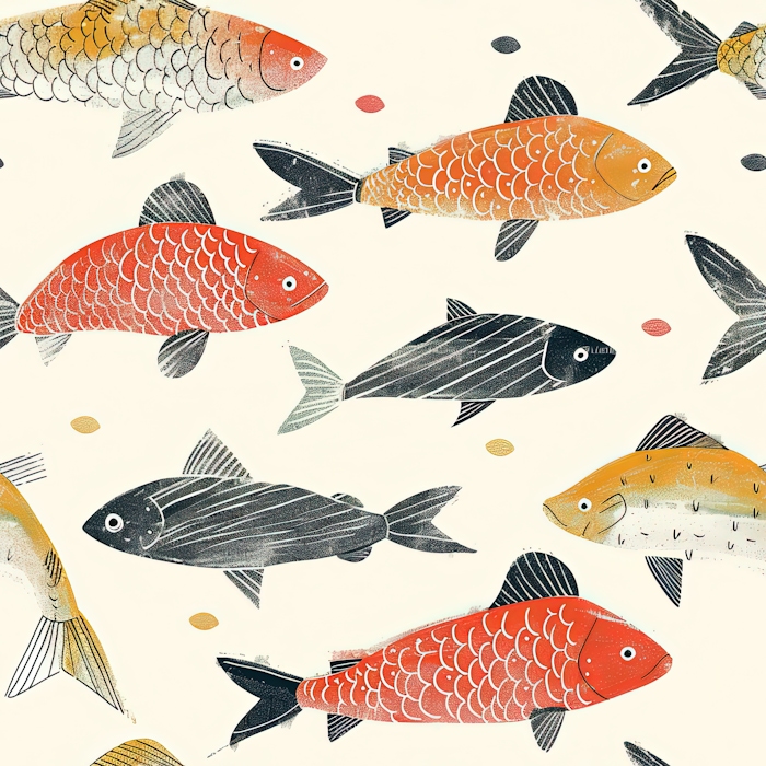 Colorful Fish Pattern Wallpaper